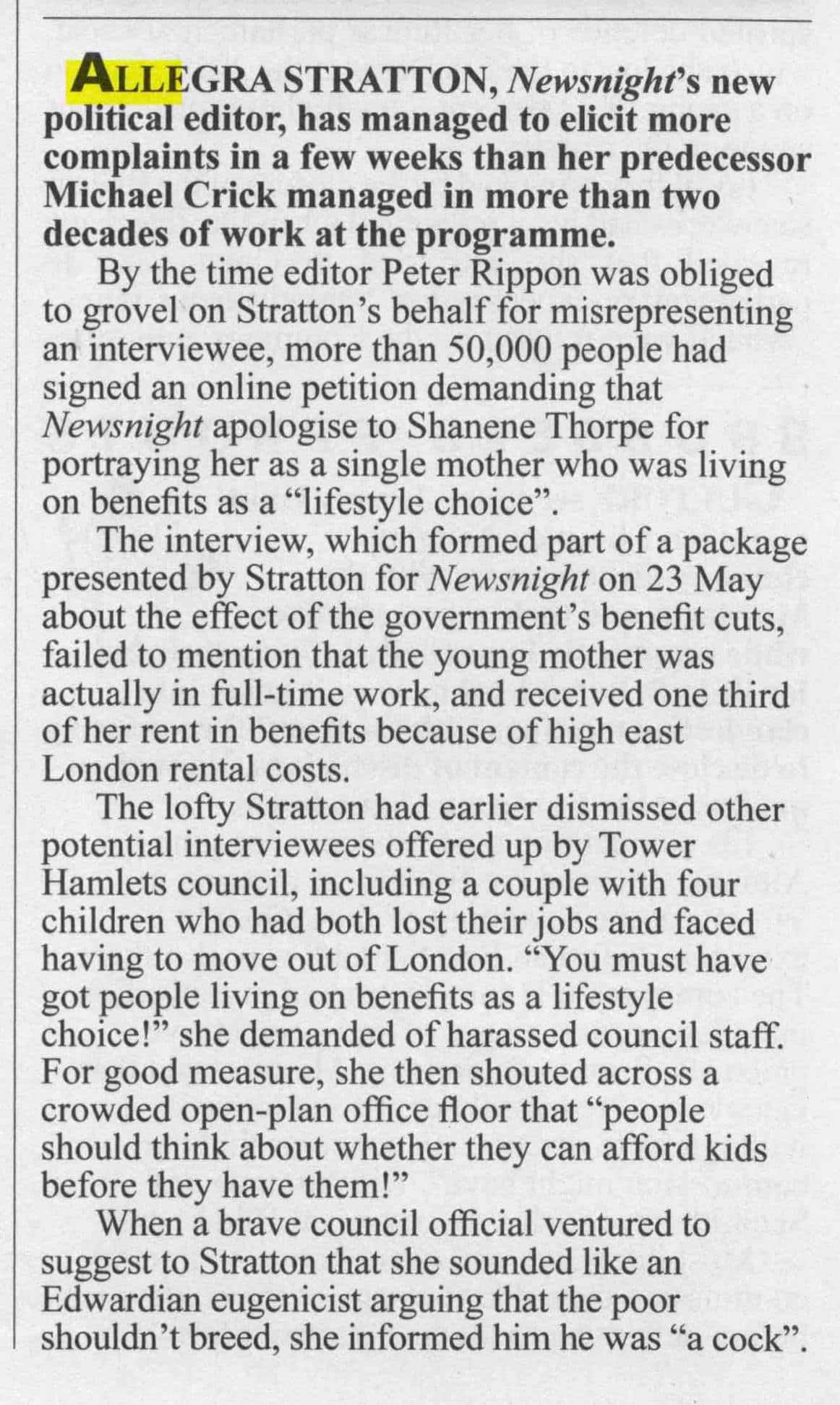 Do you still feel sorry for Allegra Stratton? - Dorset Eye