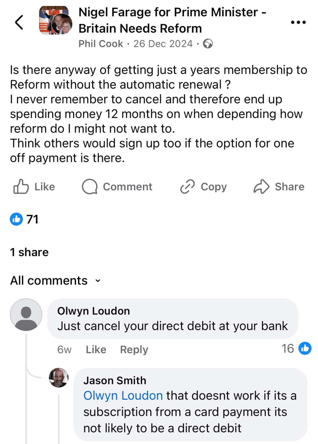 Reform UK Members Complain That They Cannot Cancel Their Membership ...