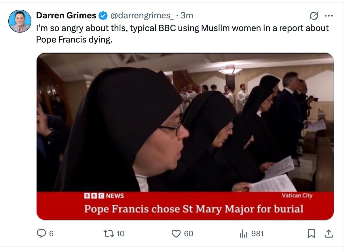 Darren Grimes 'Deletes Racist Pope Tweet' When He Finds Out ...